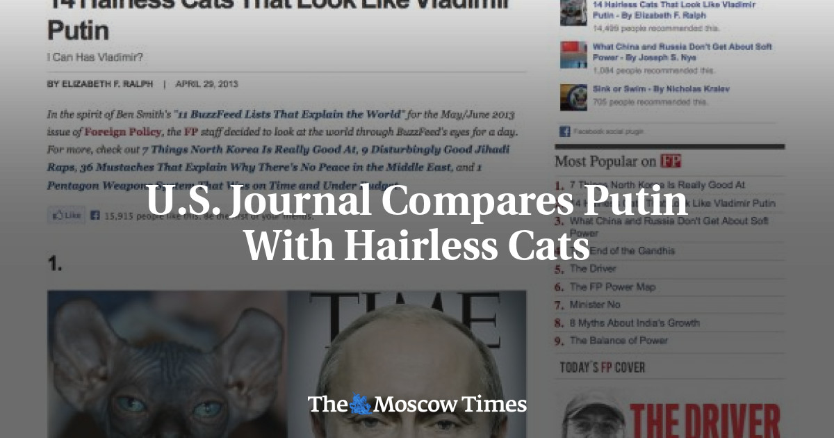 U.S. Journal Compares Putin With Hairless Cats