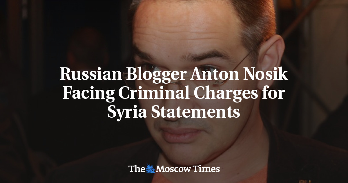 Russian Blogger Anton Nosik Facing Criminal Charges for Syria Statements