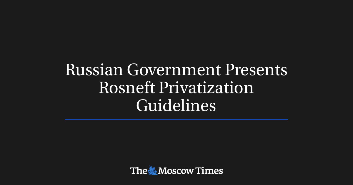 Russian Government Presents Rosneft Privatization Guidelines