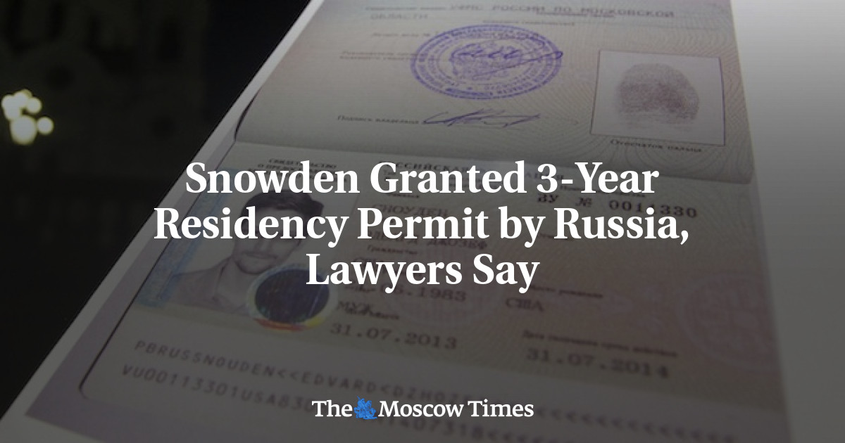 Snowden Granted 3-Year Residency Permit by Russia, Lawyers Say