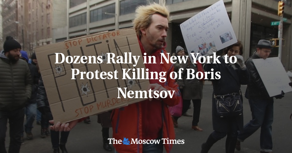 Dozens Rally In New York To Protest Killing Of Boris Nemtsov