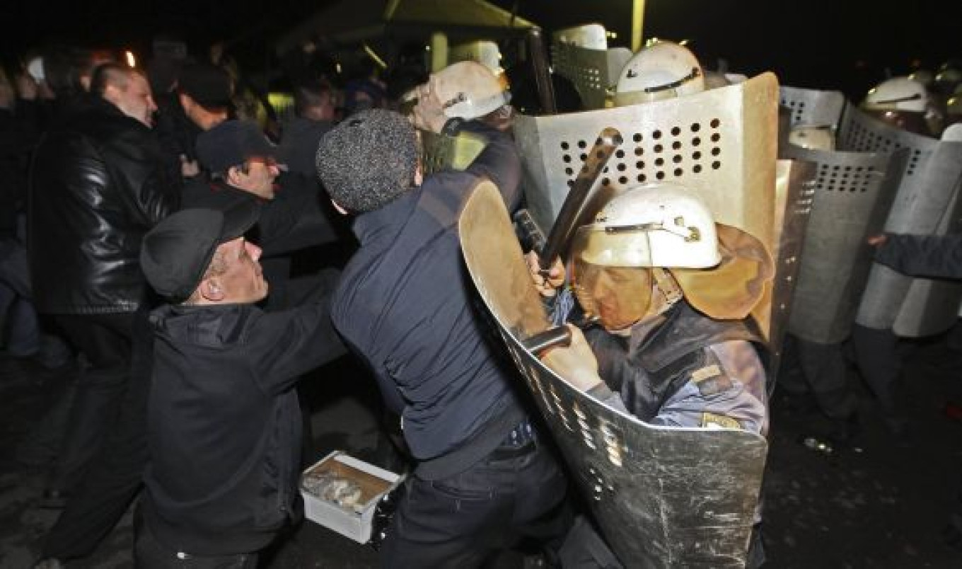 Riot Police Break Up Miners' Protest